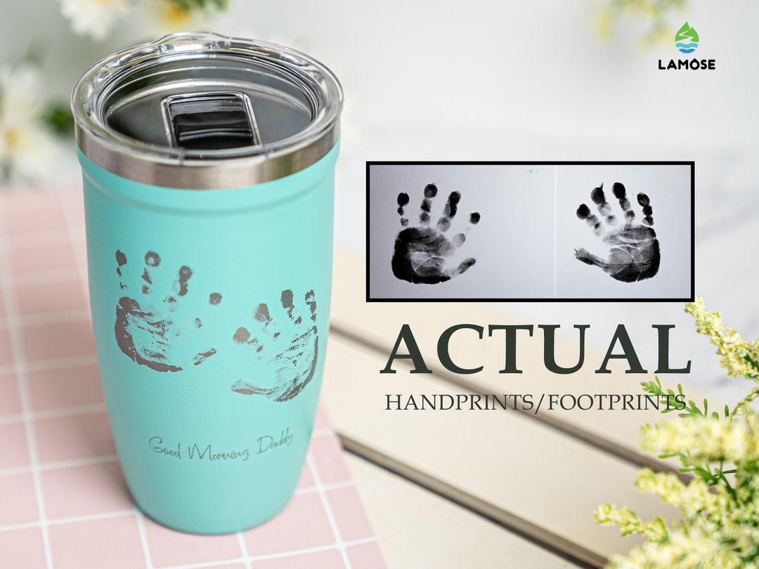 REAL Baby Handprint Mug, Baby Footprint Mug, First Father's Day Gift ...
