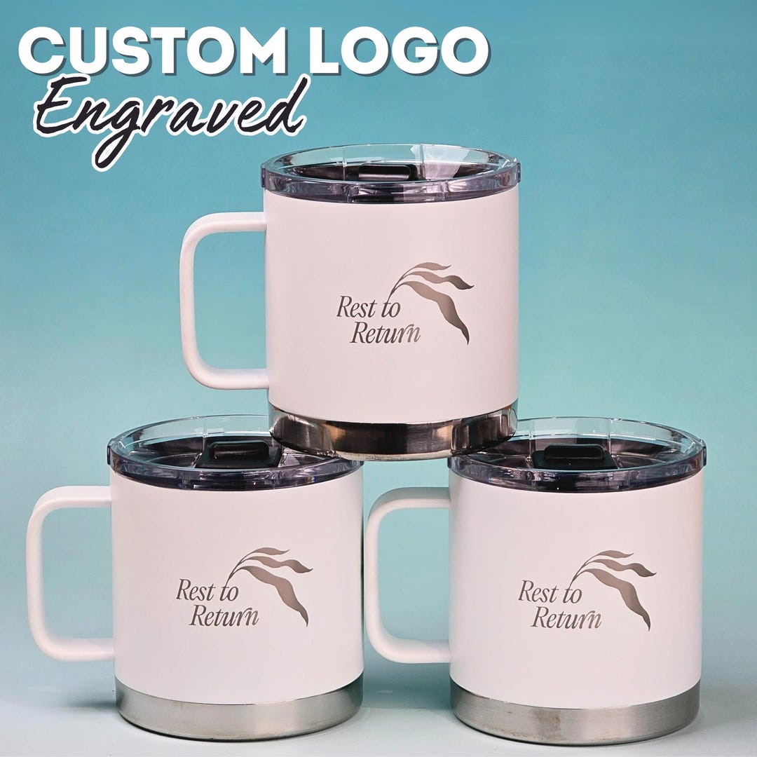 Custom Logo Branded Mug With Leak Proof Lid, Personalized Laser ...