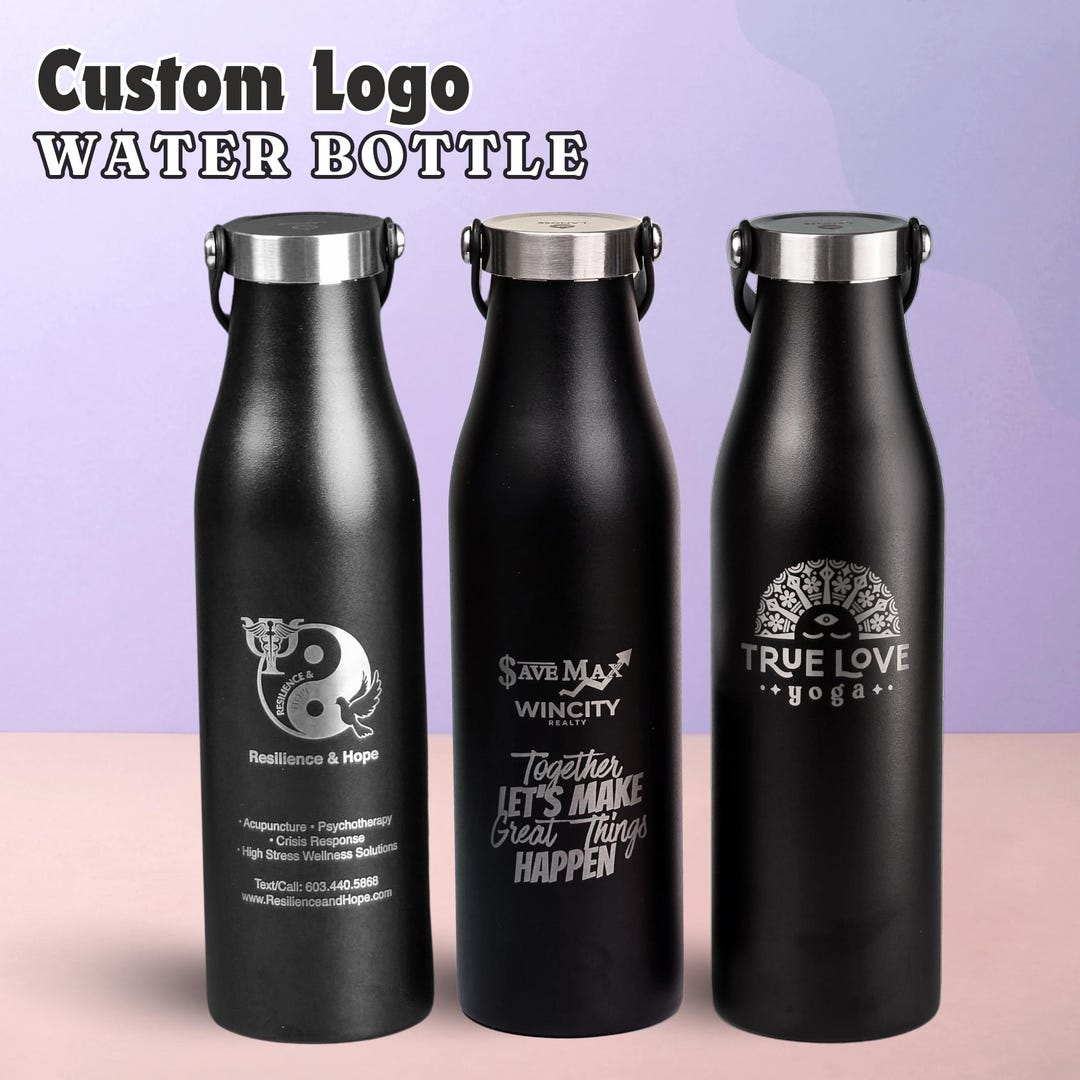 Custom Logo Engraved Water Bottle, Personalized Laser Engraved Bottle ...