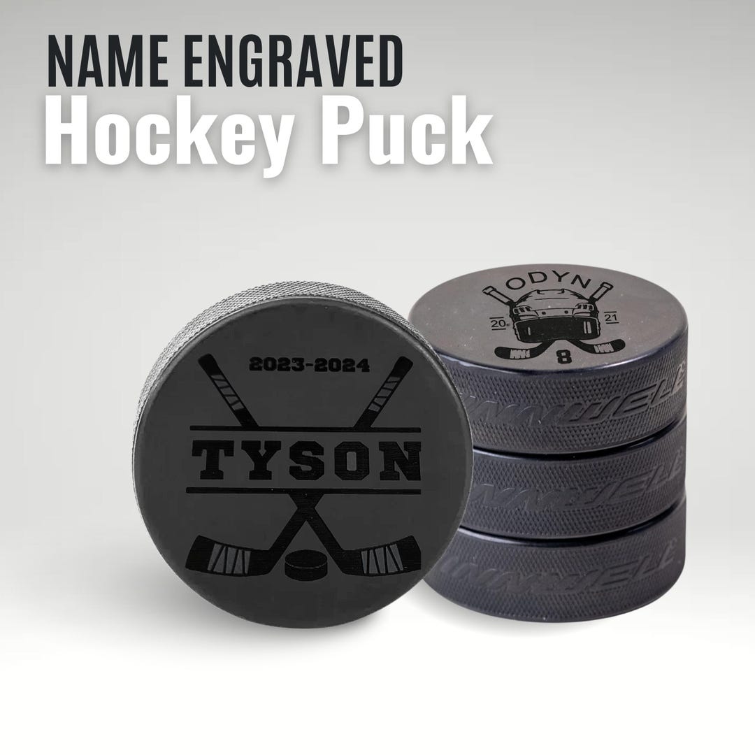 Personalized Hockey Puck Custom Team Logo Gift: Laser Engraved Hockey ...