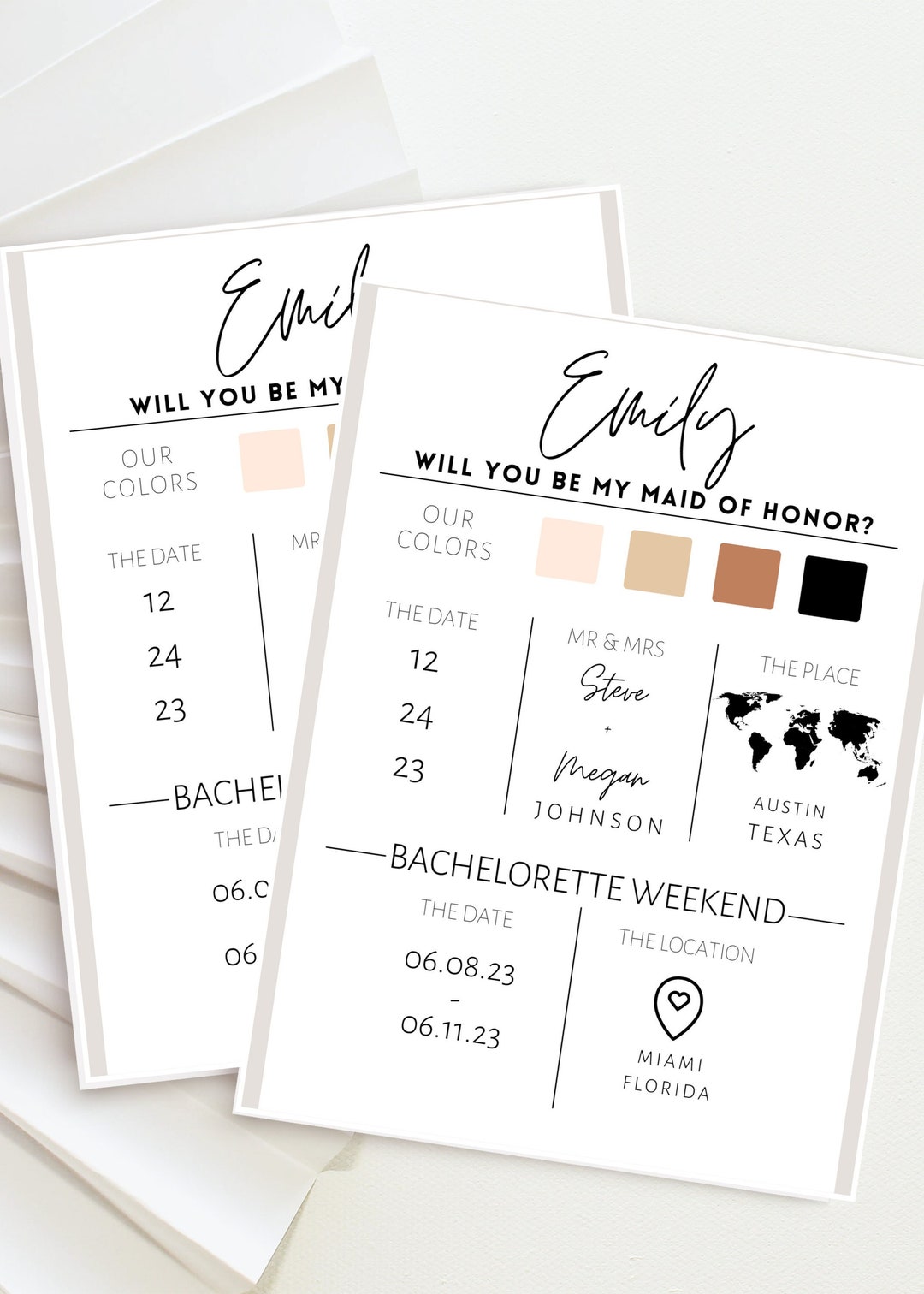 Bridesmaid Info Card Template, Bridal Party Info Card, Bridesmaid ...
