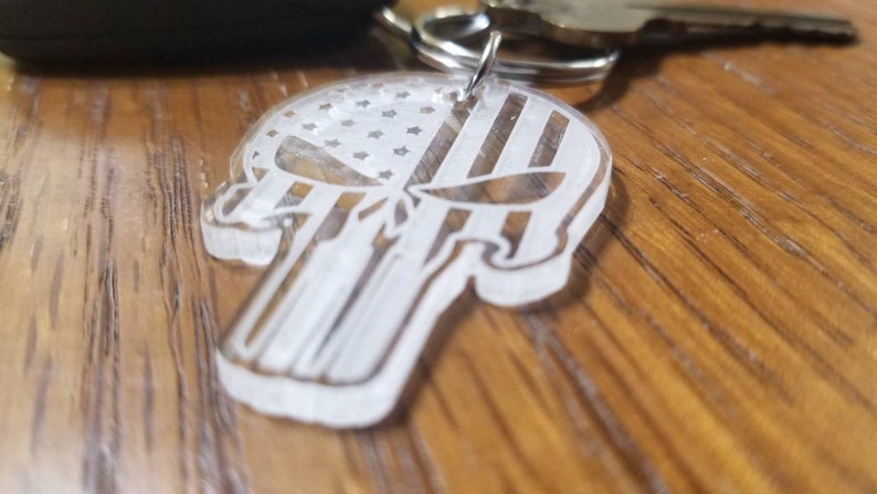 Punisher Skull Flag Laser Engraved Acrylic Key Chain | Etsy