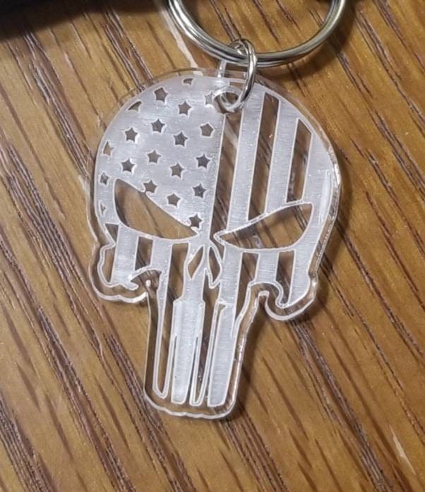 Punisher Skull Flag Laser Engraved Acrylic Key Chain | Etsy