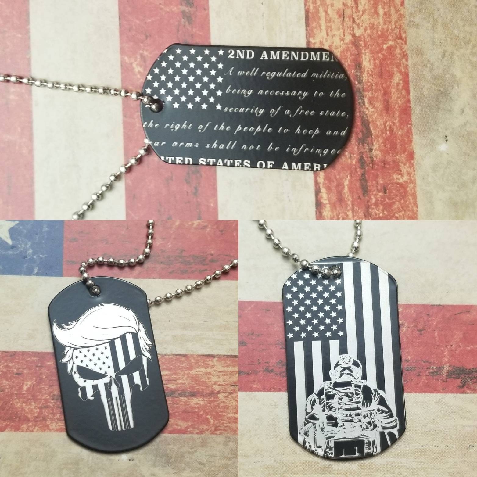 Black Patriotic Military Dog Tags. 3 Designs to Choose From - Etsy