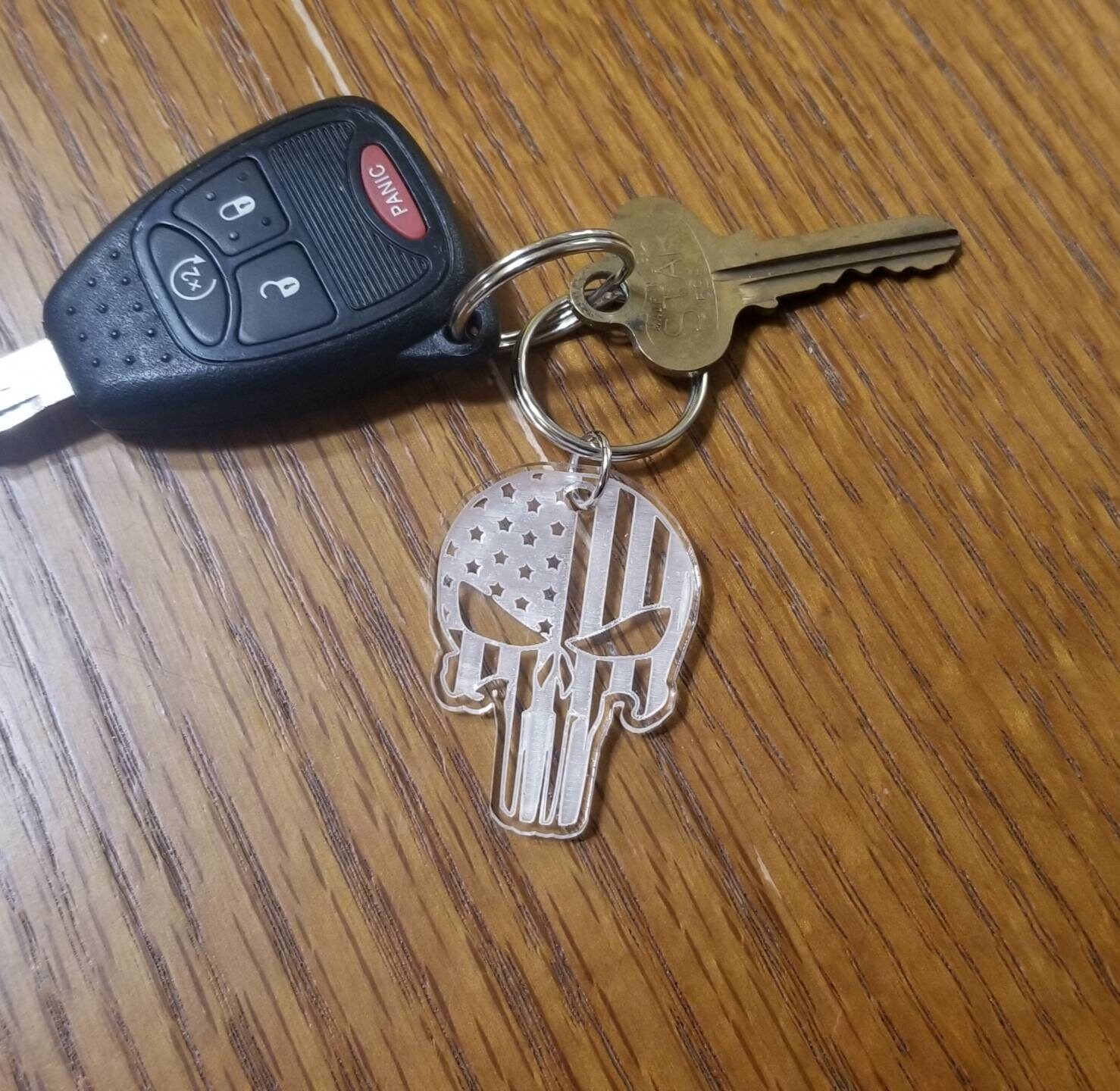 Punisher Skull Flag Laser Engraved Acrylic Key Chain | Etsy