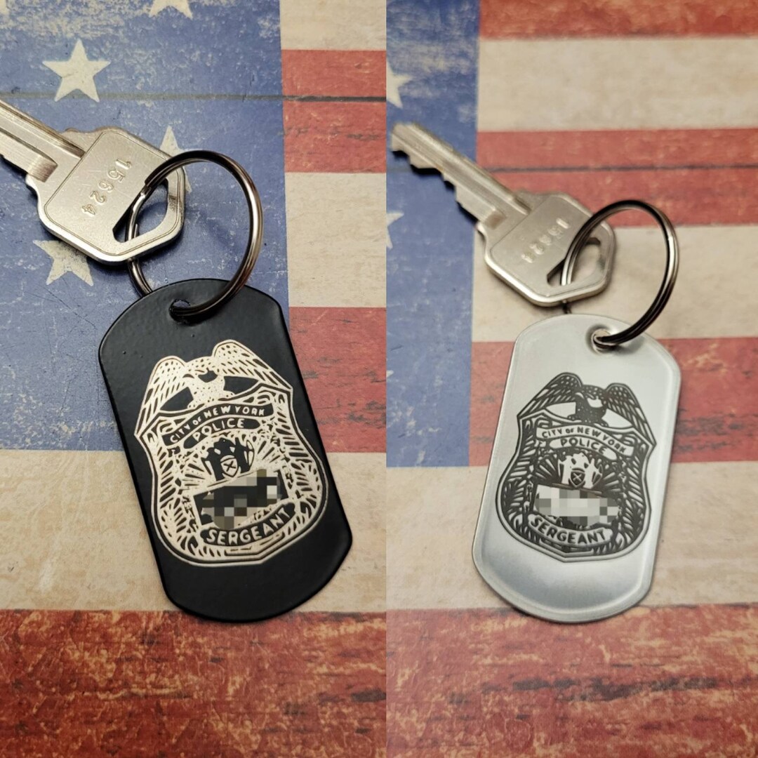 NYPD Personalized Dog Tag Badge Number Keychain Best Seller Black or ...