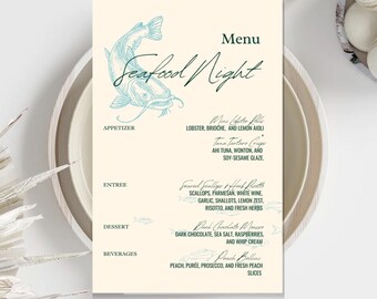 Ocean's Bounty Elegant Seafood Restaurant Menu Template - Etsy