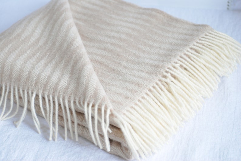 Light Brown Wool Throw, Warm Soft Wool Blanket, Lightweight Waves ...