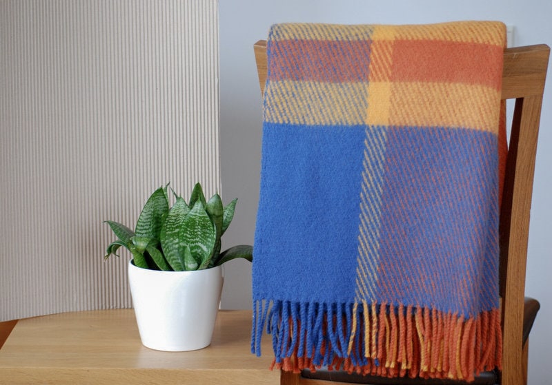 Bright Colorful Warm Wool Blanket Throw, Wool Throw Wrap Blanket ...