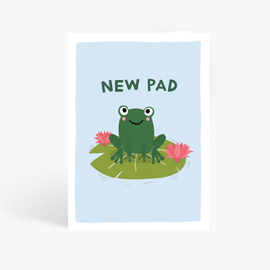 New Pad Card, Frog Lily Pad Pun New Home Card, House Warming, Happy New ...