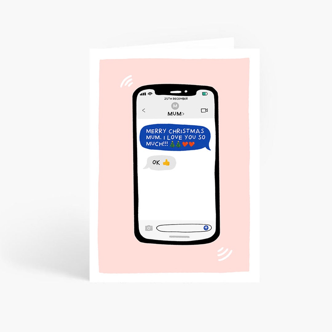 Classic Mum Text Message Christmas Card, Funny Mum Christmas Card, Mum ...