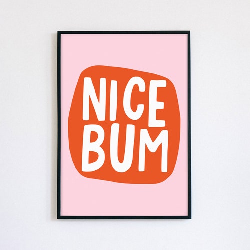 Nice Bum Bathroom Print Funny Print Quote Print Pink And Red Etsy