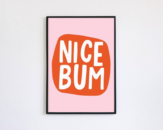 Nice Bum Bathroom Print Funny Print Quote Print Pink & Red - Etsy