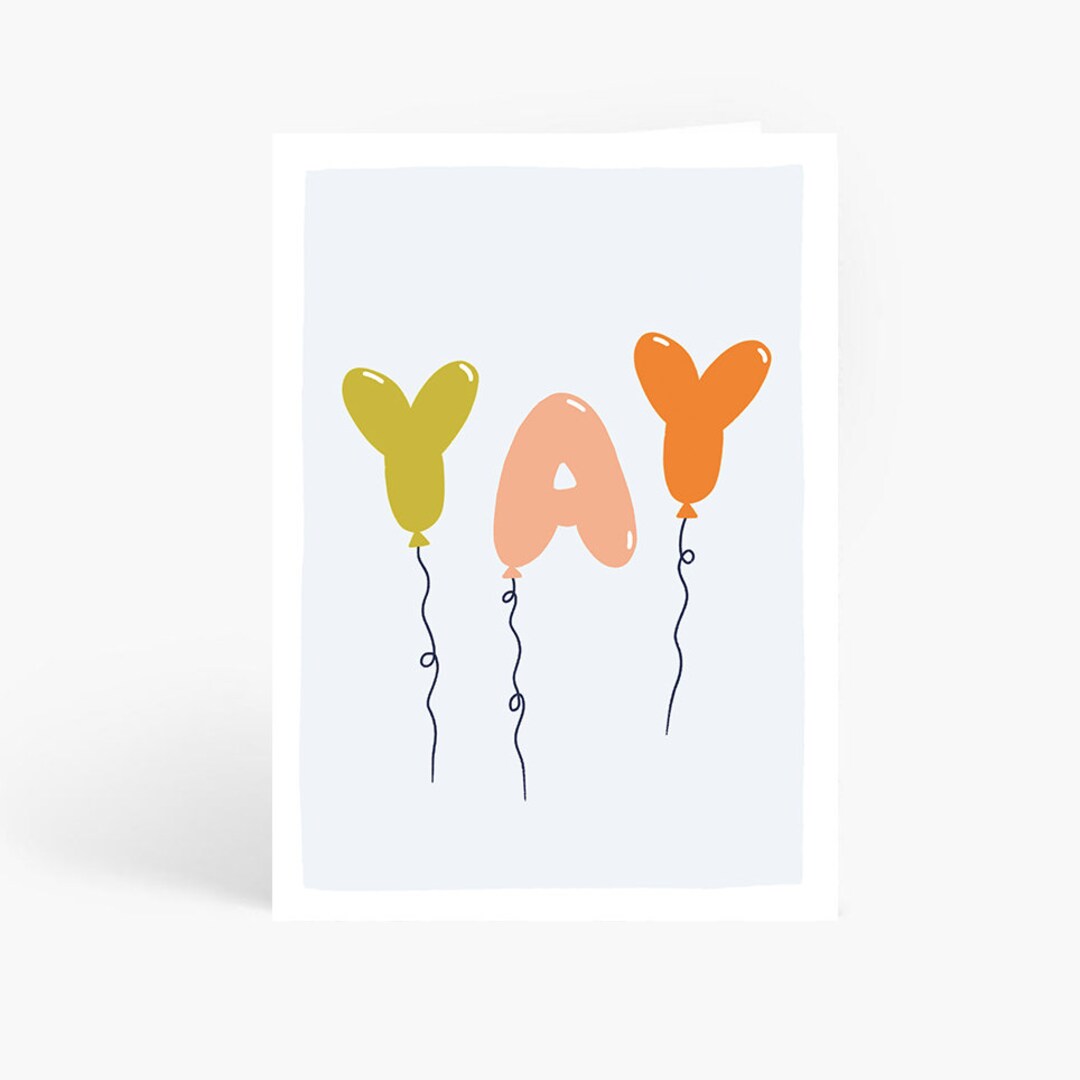 Yay Balloons Card, Birthday, Congratulations, Well Done, Engagement ...