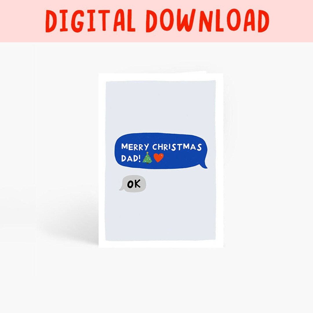 DIGITAL DOWNLOAD Printable Dad Christmas Card, Dad OK, Funny Christmas ...