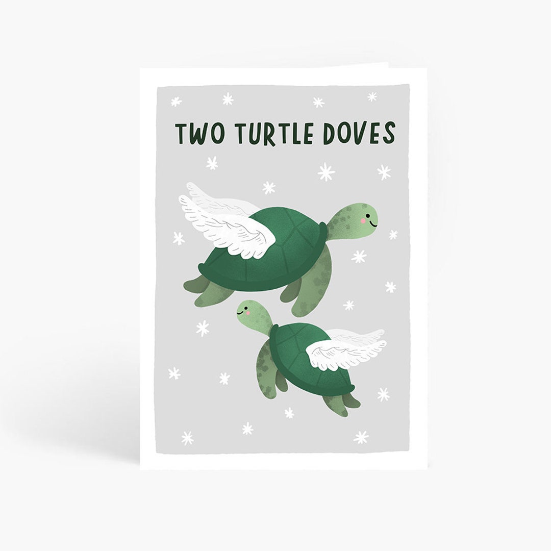 Two Turtle Doves Christmas Card, Christmas Turtle Pun, Funny Christmas Card, A6 Card by Amelia ...