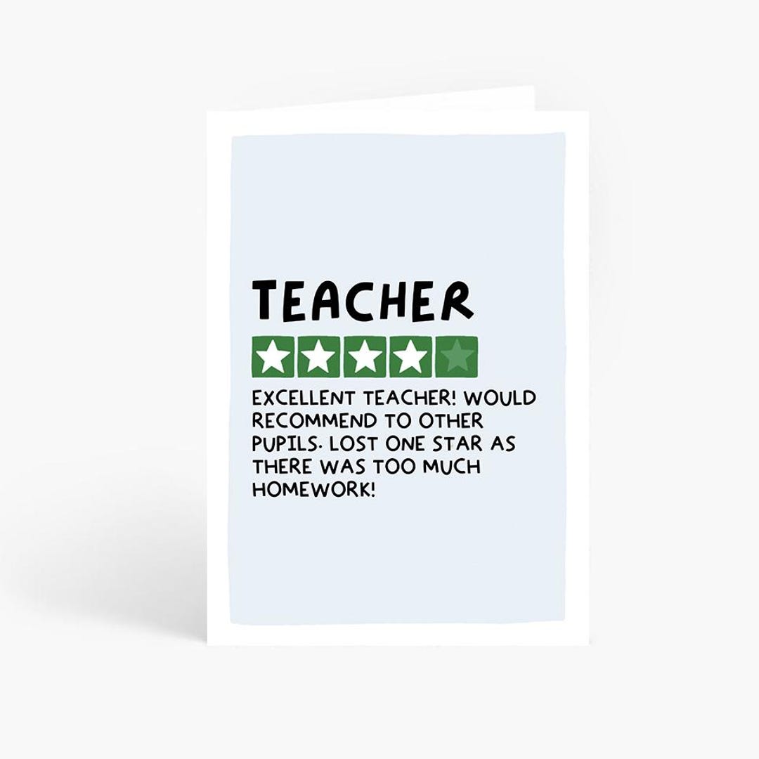 Teacher Review Thank You Card, Excellent Teacher, Funny Thank You ...