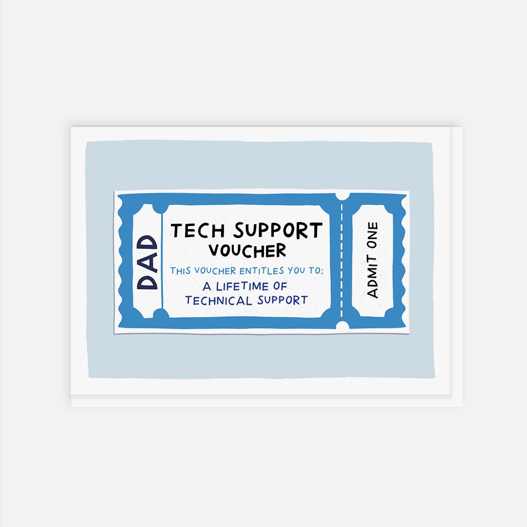 Tech Support Voucher Dad Card, Funny Dad Card, Lifetime of Technical ...