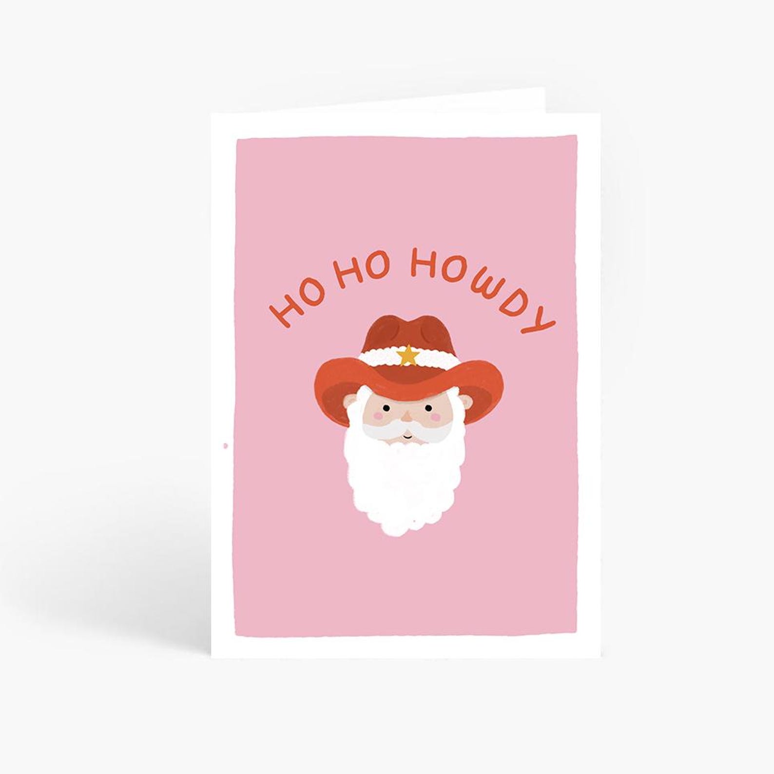 Ho Ho Howdy Christmas Card, Cowboy Santa Card, Cowgirl Christmas ...