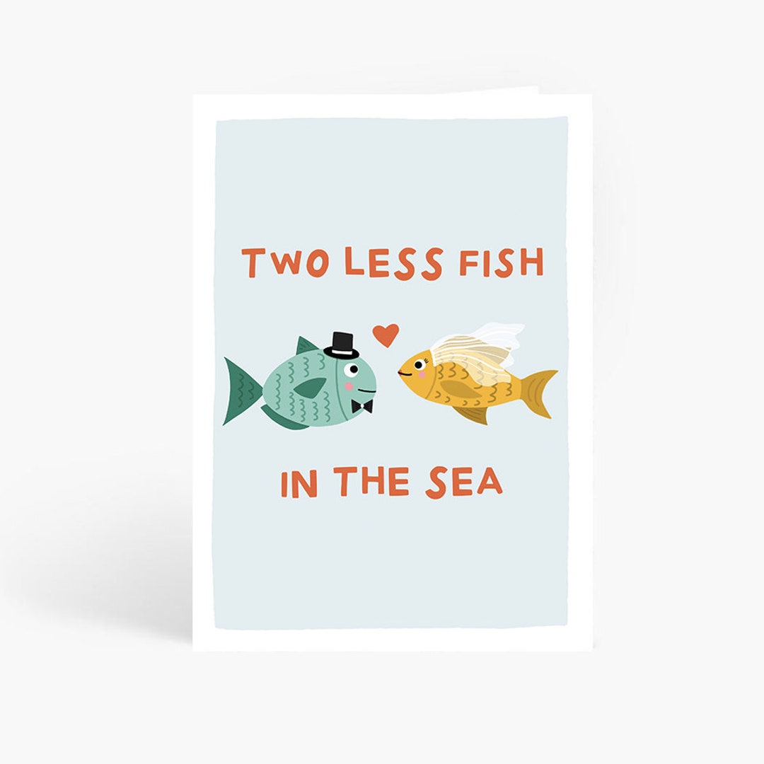 Two Less Fish in the Sea Card, Funny Wedding Card, Just Married, Newly ...