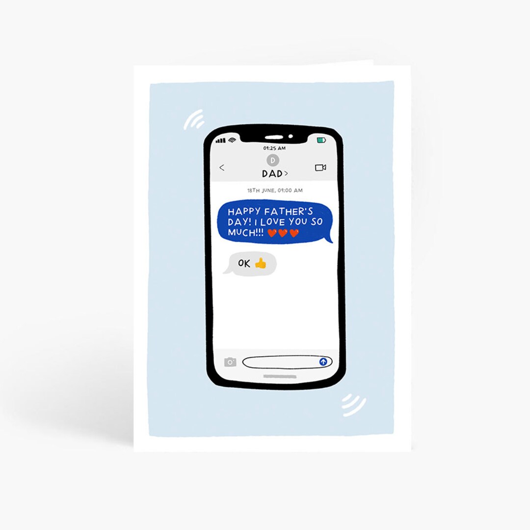 Classic Dad Text Message Father's Day Card, Dad Texts, Dad Thumbs Up ...