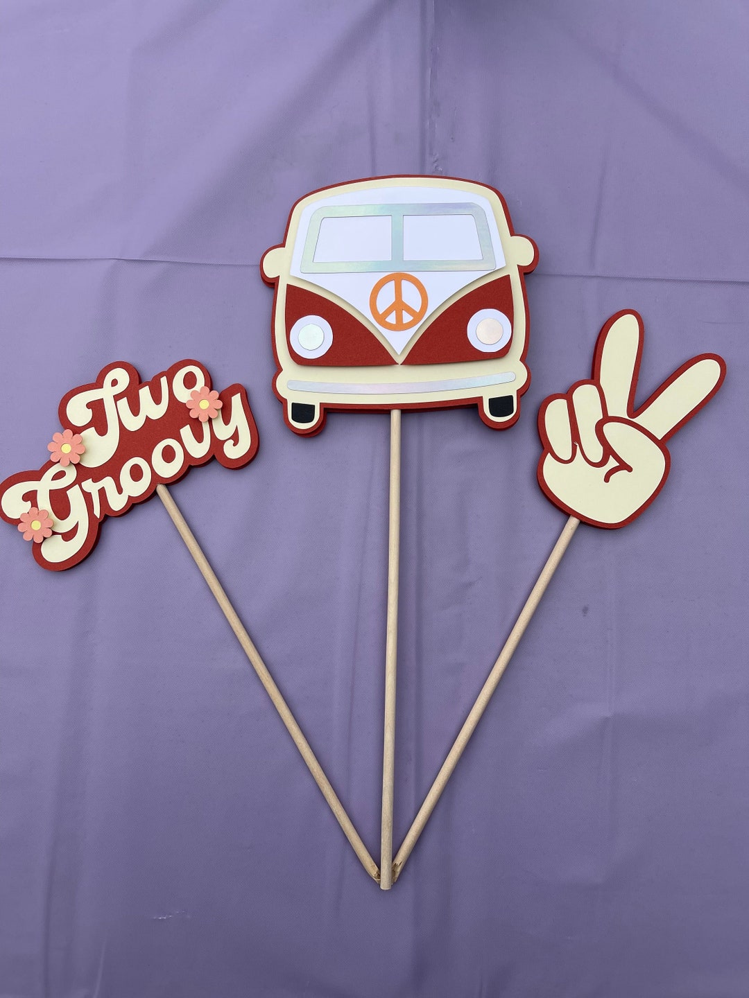 Two Groovy Centerpiece Sticks Groovy Party Decor Hippie Bus - Etsy