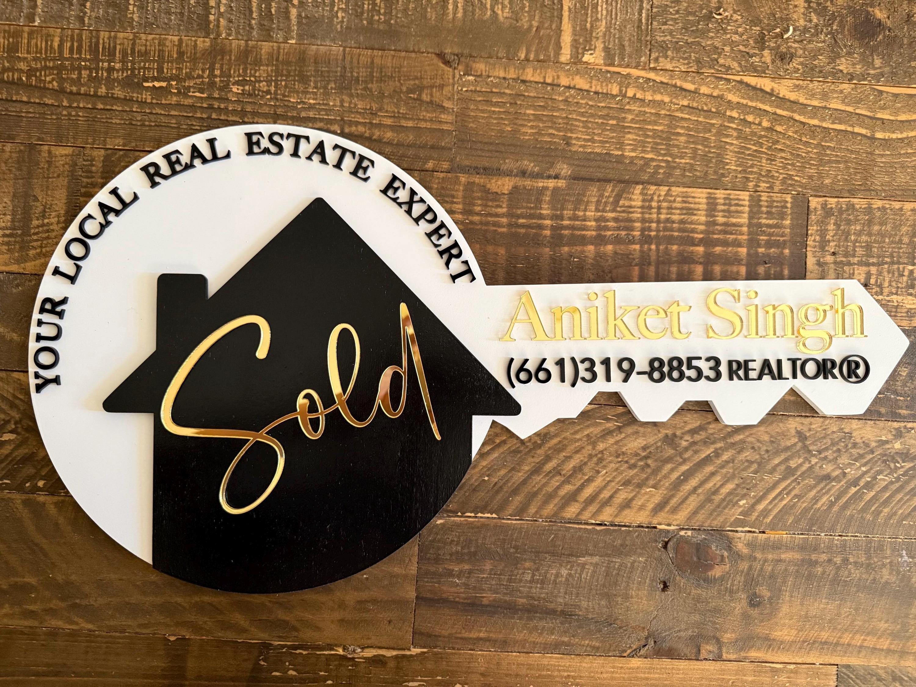 Custom "sold" Realtor Key Sign - Personalized Real Estate Closing Prop ...