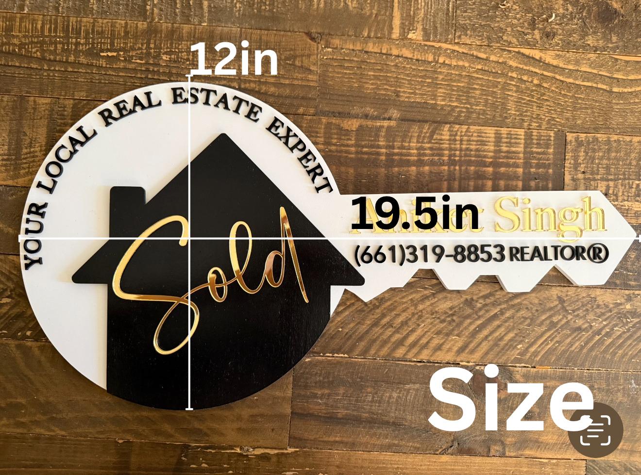 Custom "sold" Realtor Key Sign - Personalized Real Estate Closing Prop ...