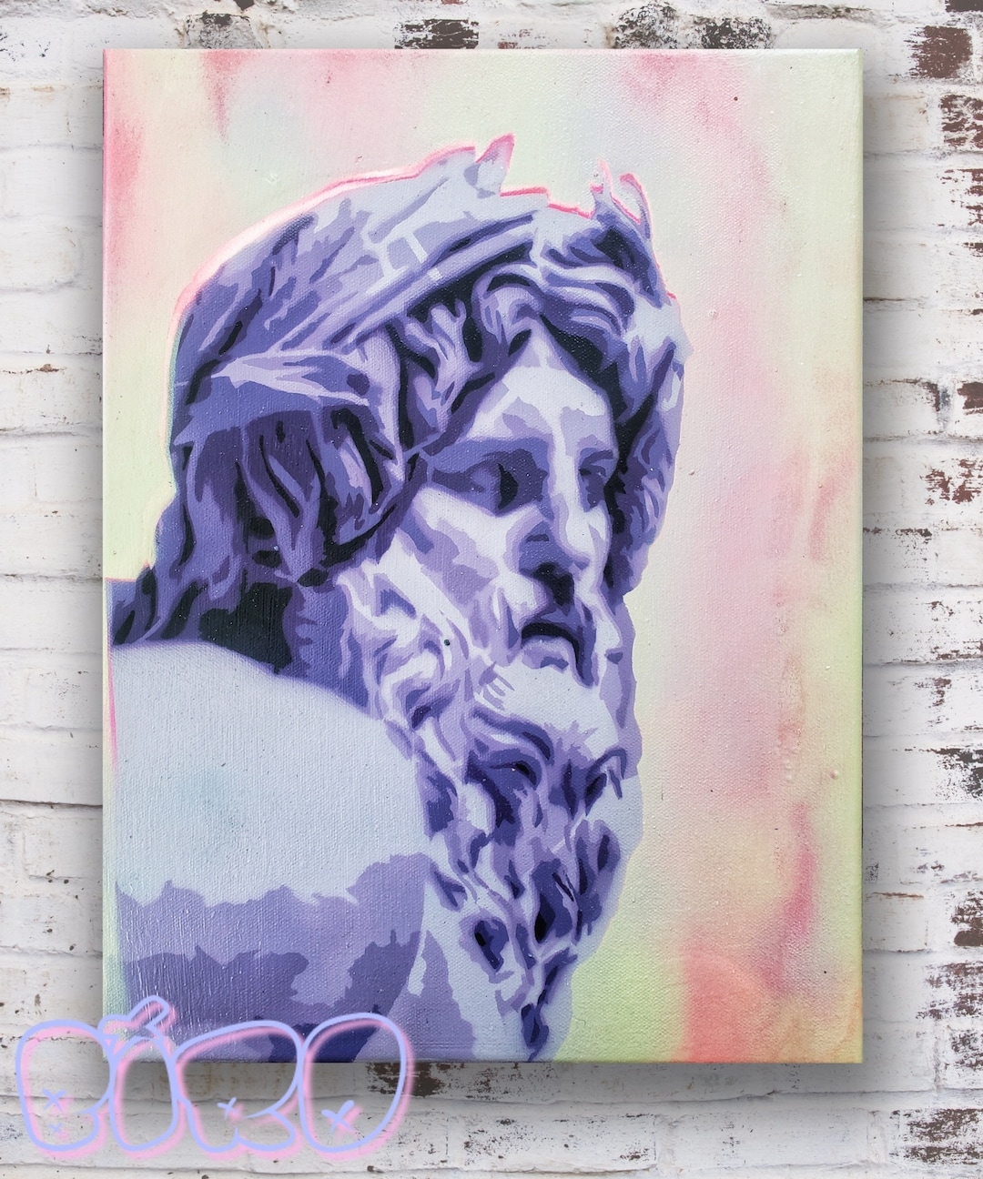 Poseidon Original Hand-made Graffiti Spray-paint Art on Canvas ...