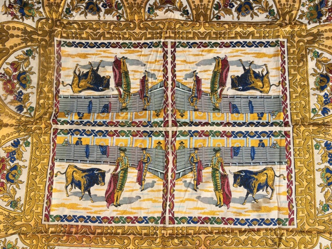 4x4 Vintage Chinese Silk Table Cloth Fighting Table Cover | Etsy