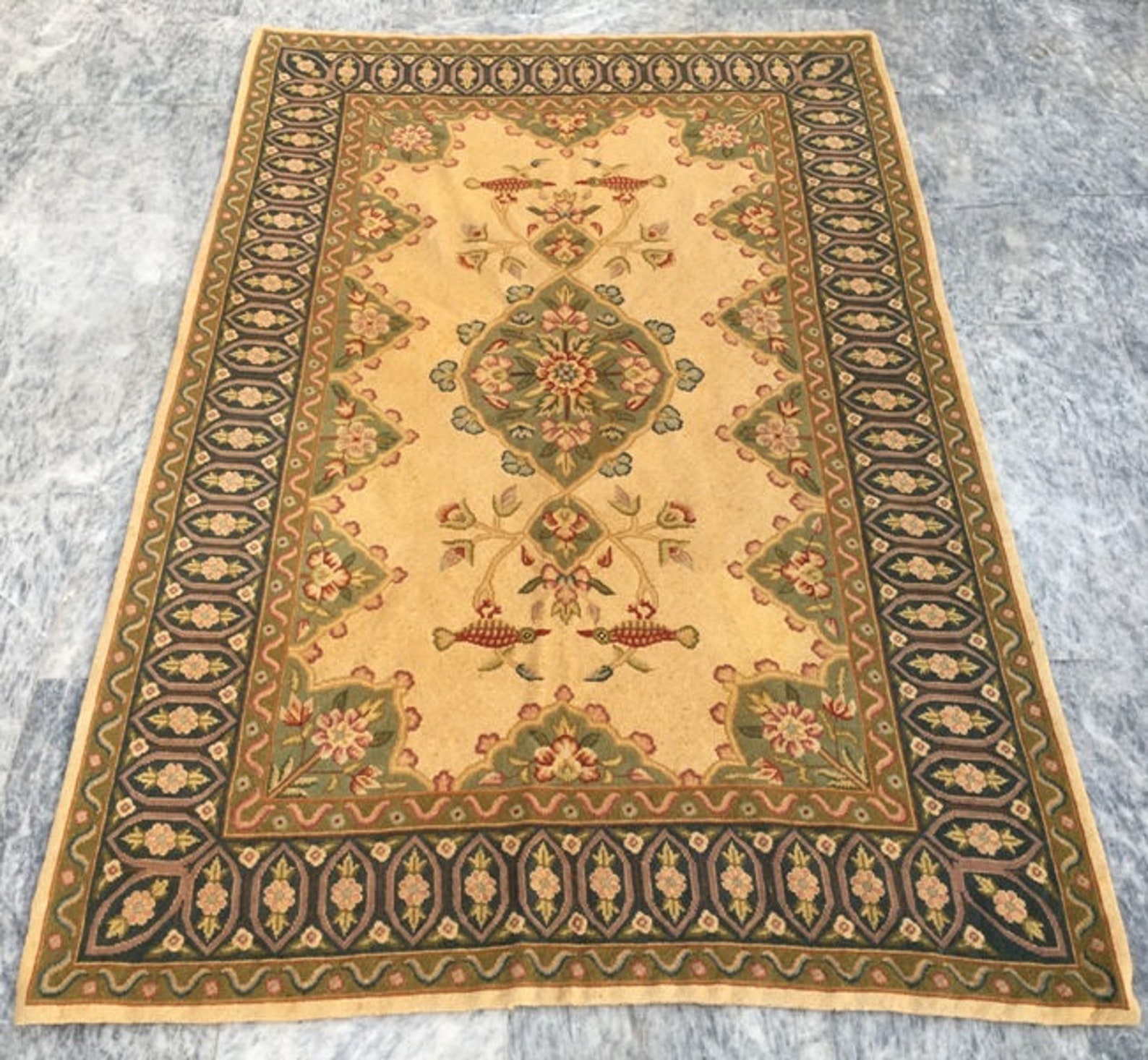 6x4 French Style Aubusson Pictorial Rug Hand Knotted Kilim Rug | Etsy