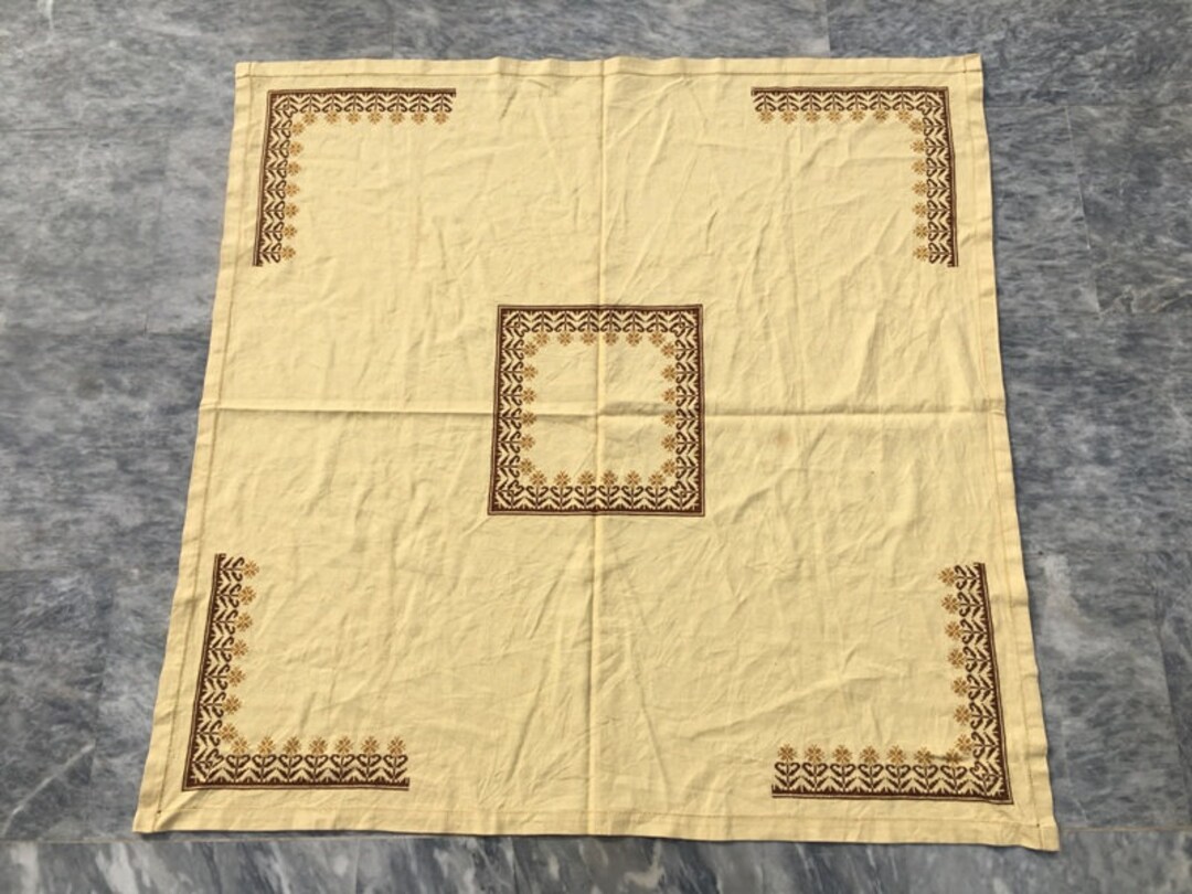 3x3 Vintage Turkish Hand Embroidery Tablecloth Crochet Table Cover Home ...