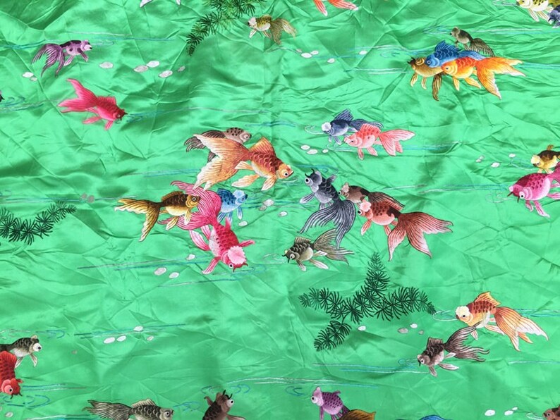 5x6 Vintage Chinese Table Cloth Silk Fishes Table Cover - Etsy