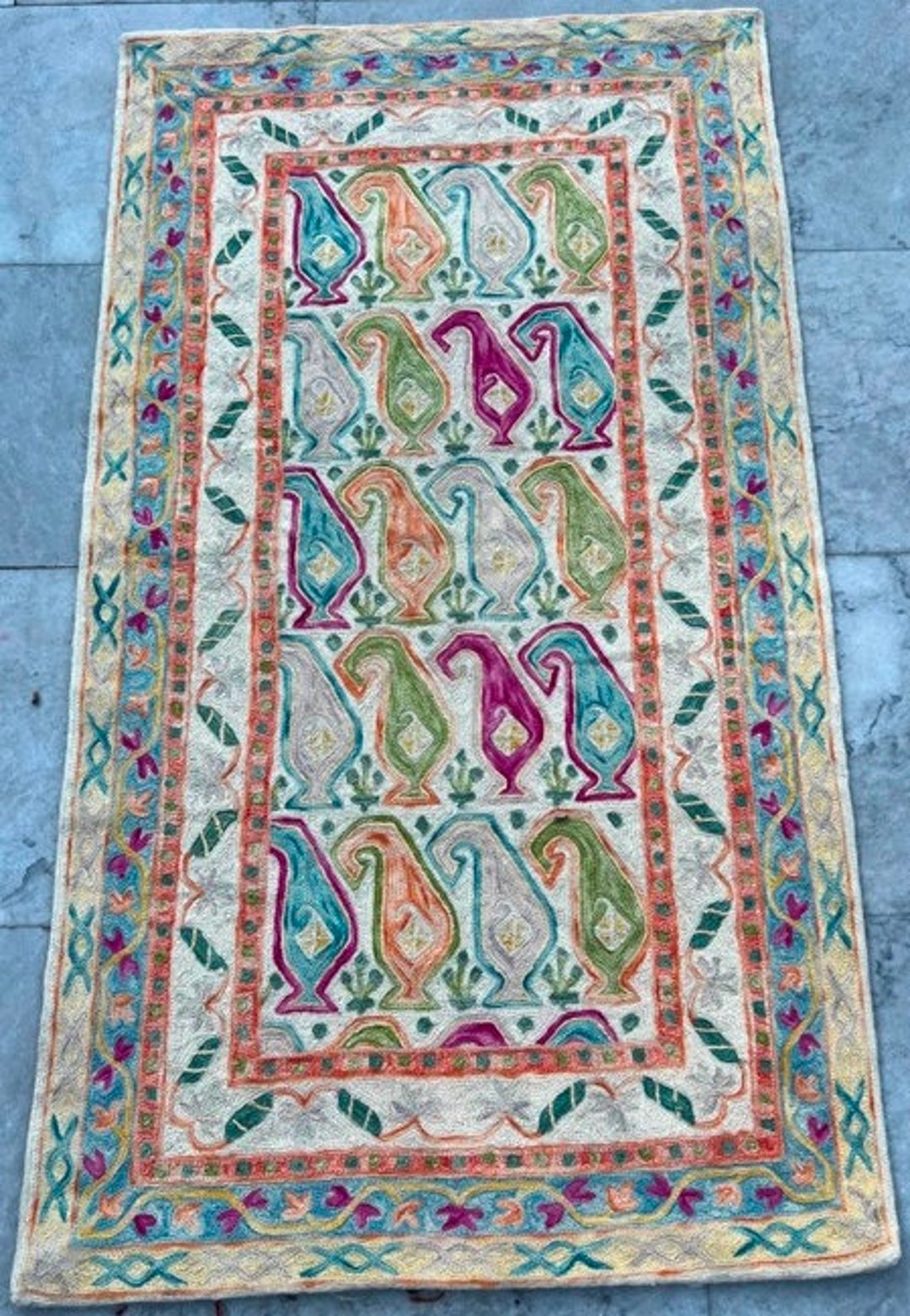 2X4 Hand Woven Rug Vintage Rug, French Aubusson Rug Area Rug ...
