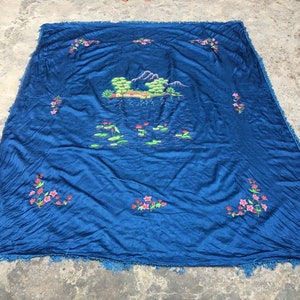 5x7 Low Price Vintage Chinese Bedspread Silk Bedsheet Floral Tablecloth ...