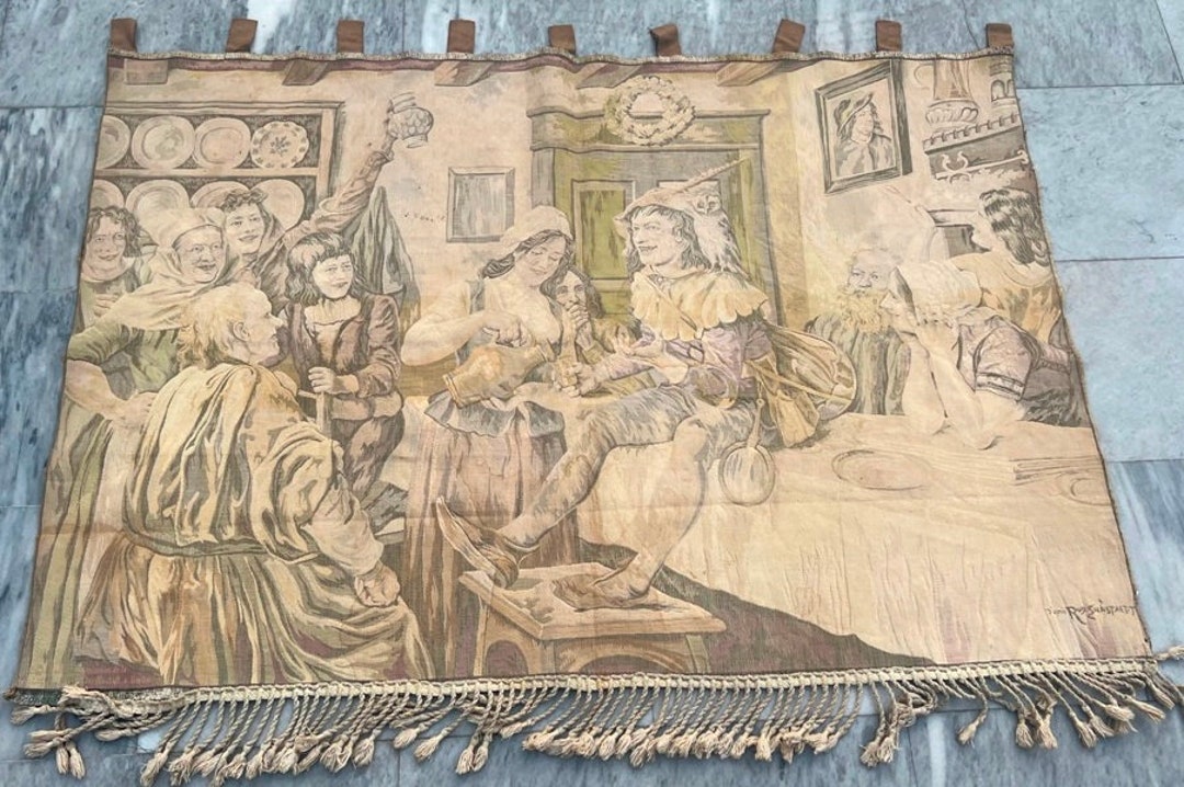 Antique French Tapestry, Goblins Bohemian Wall Hanging (134 X 90 Cm) - Etsy