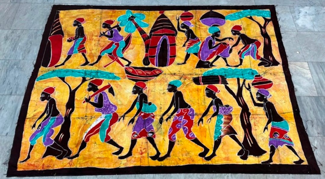 Antique African Tapestry, Hand Painting, Pictorial Tapestry, Wall ...