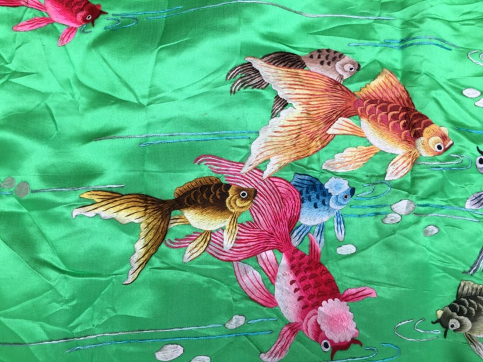 5x6 Vintage Chinese Table Cloth Silk Fishes Table Cover - Etsy