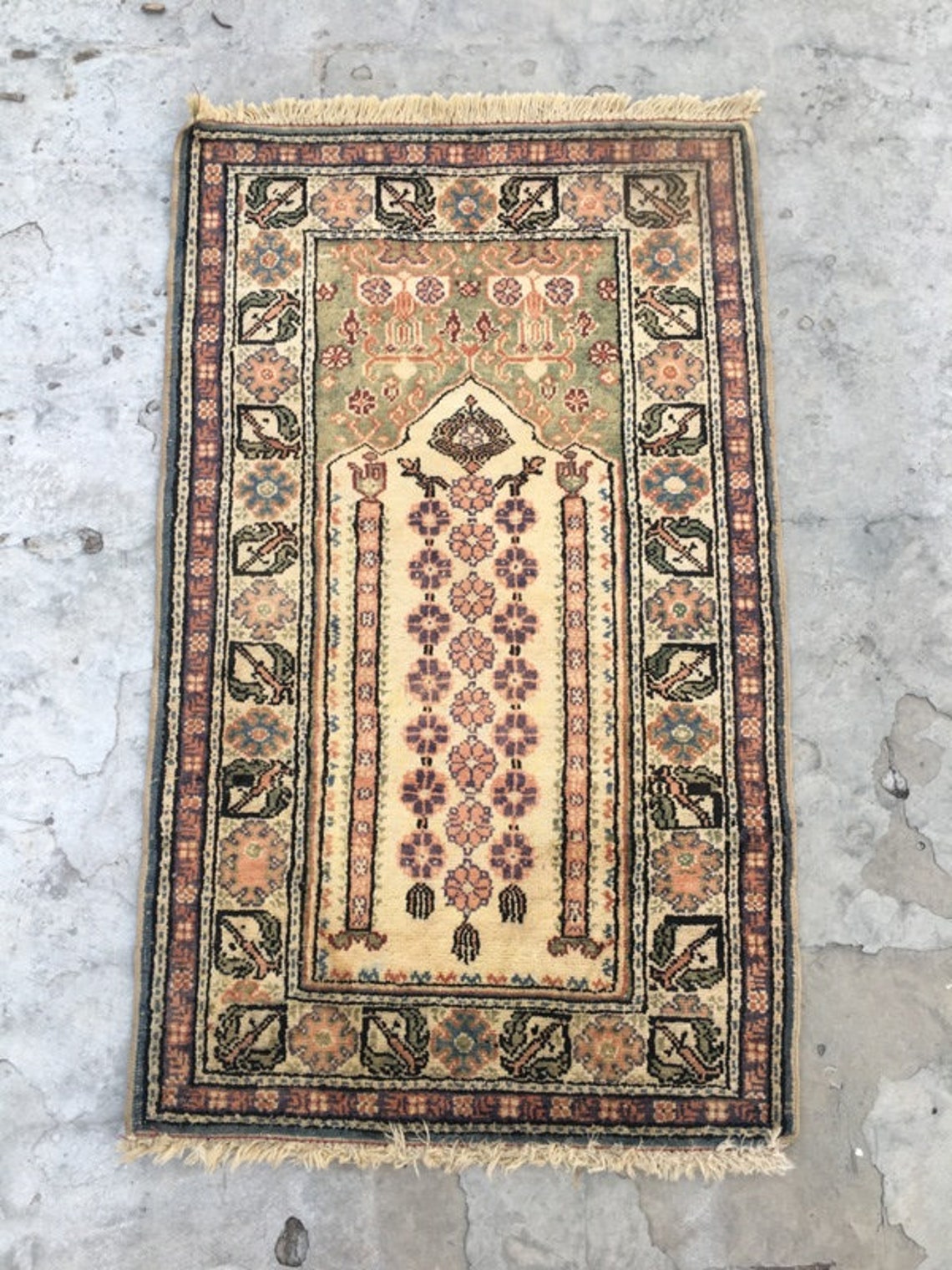 2X3 Vintage Turkish Rug Silk Rug Handwoven Kesray Rug Boho - Etsy