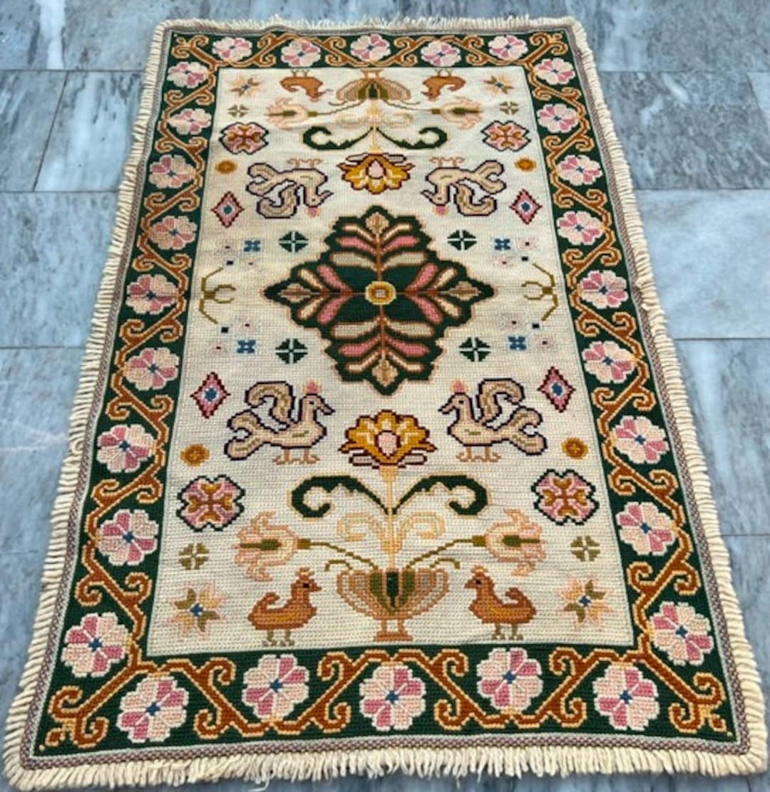 2X4 Vintage Rug, French Aubusson Rug Handmade Rug, Area Rug ...