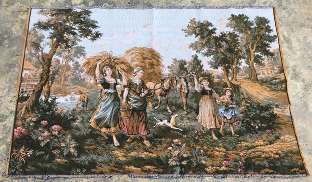 Vintage French Tapestry Wall Hangings Kitchen Tapestry Goblins Tapestry ...