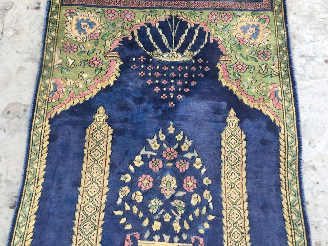 2X3 Vintage Turkish rug Silk Rug handwoven Kesray Rug Boho | Etsy