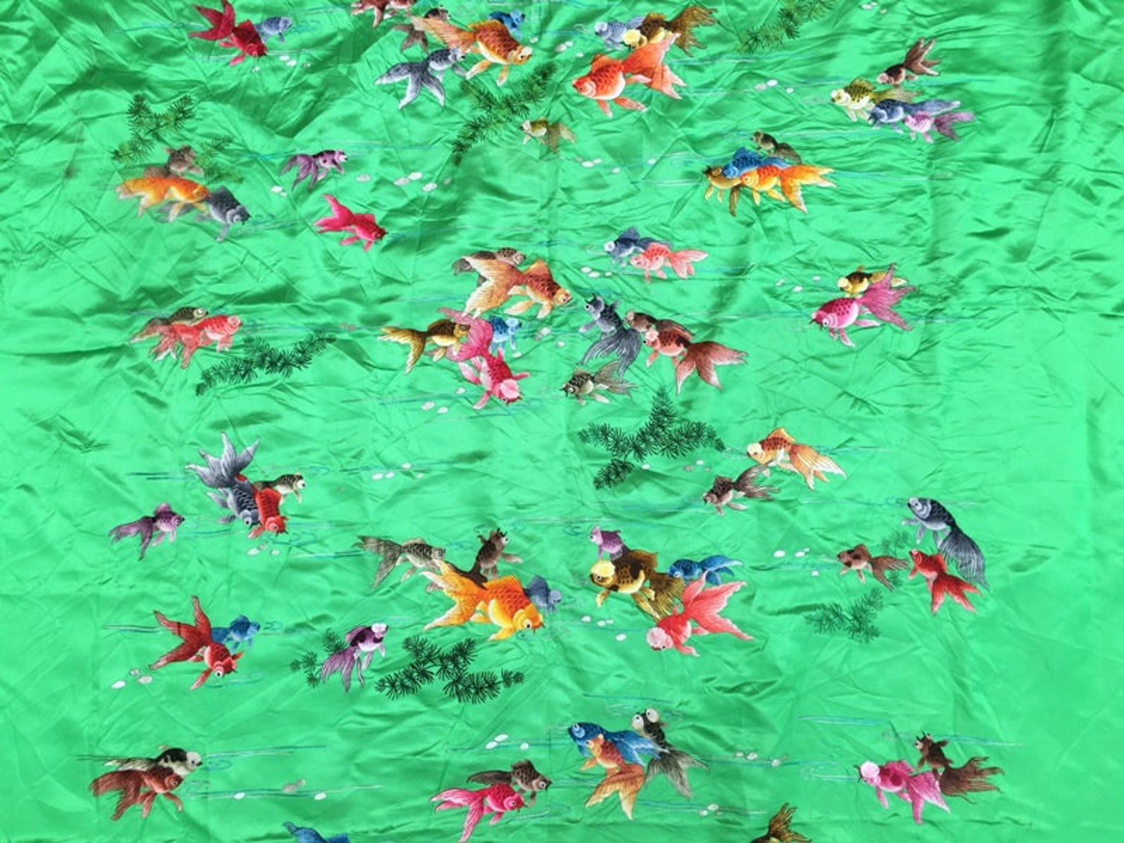 5x6 Vintage Chinese Table Cloth Silk Fishes Table Cover - Etsy