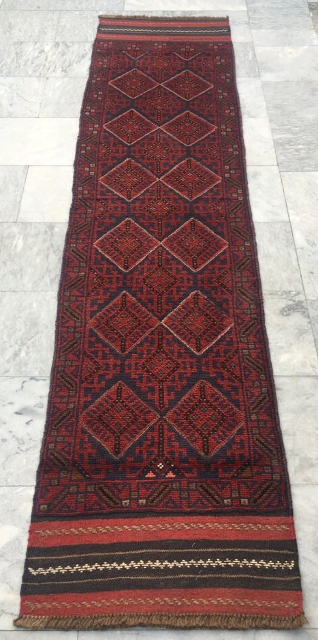 Afghan Handmade Hallway Sumak Runner Rug, Kitchen Runner Rug, Stair 8 ...