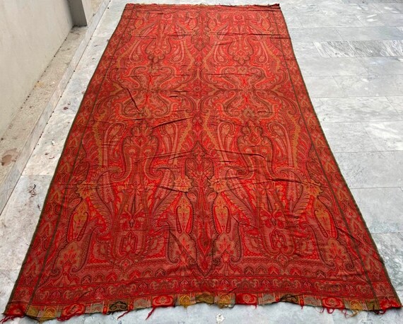 Antique Large Paisley Handwoven Shawl Woman Fashion | Etsy