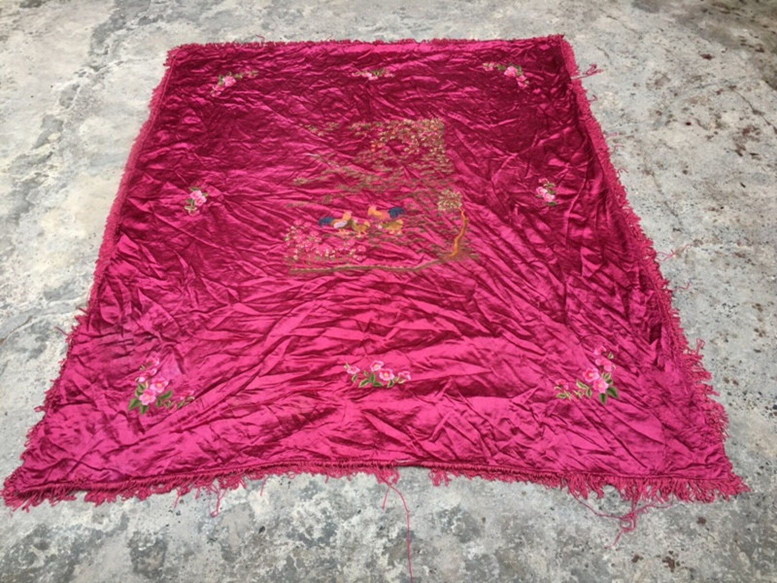 5x7 Low Price Vintage Chinese Bedspread Silk Bedsheet Floral - Etsy