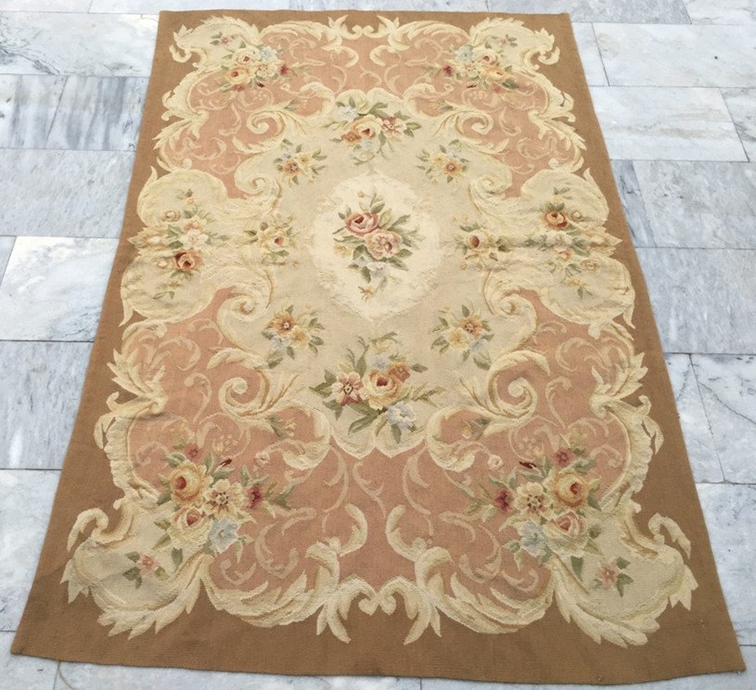 Vintage French Handmade Aubusson Rug, Needle Point Rug, 6'2x3'11 Ft ...