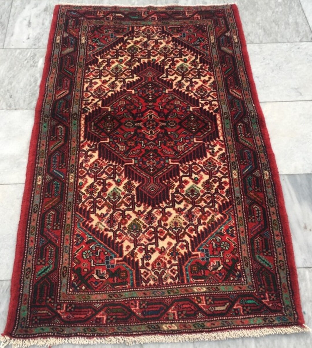 Vintage Afghan Wool Rug: Handwoven Floral Door Mat (2x4 Ft) - Etsy