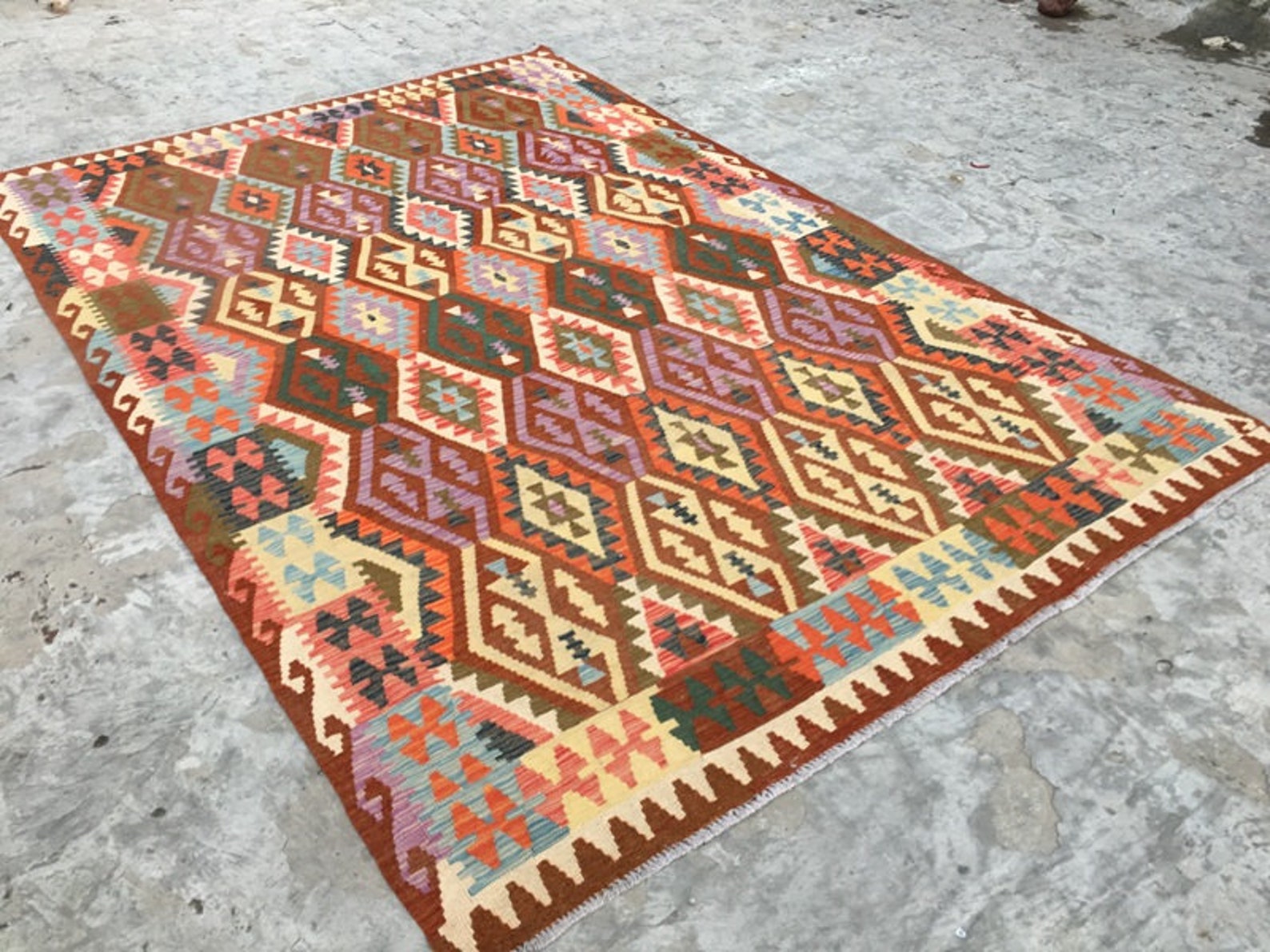 10x7 New Turkish Rug Handwoven Kilm Afghan Kilim Contemporary | Etsy