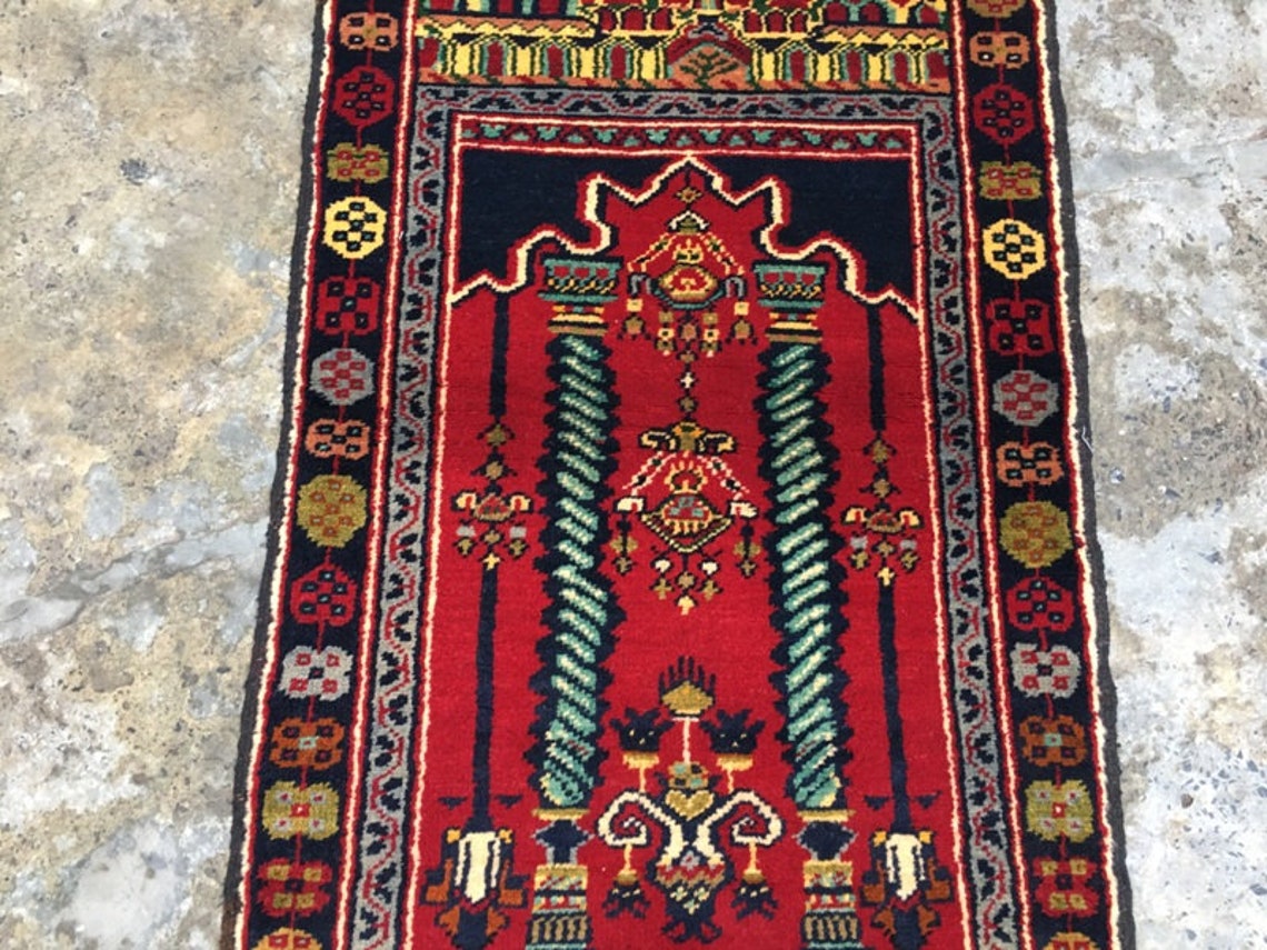 Handwoven Rug Afghan Rug Vintage Rug Tribal Rug Prayer Rug | Etsy